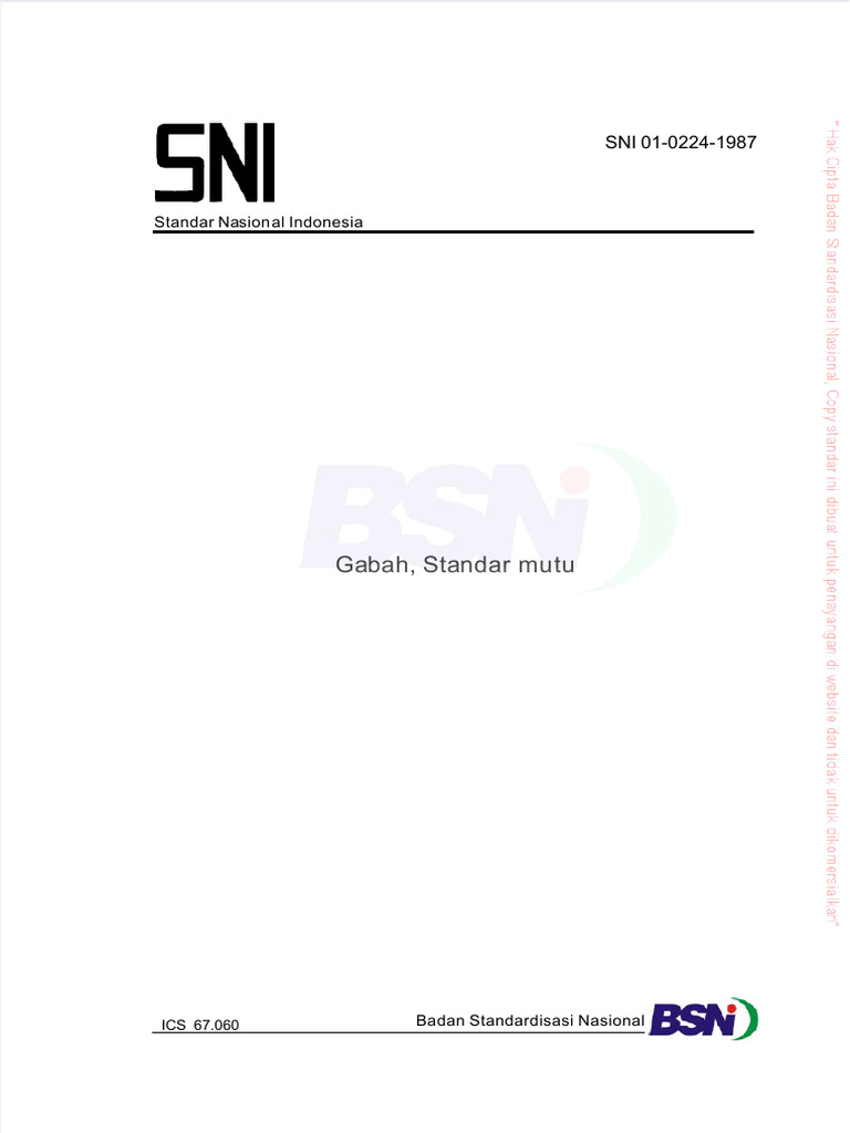 Dokumen - Tips Sni 01 0224 1987 Gabah Standar Mutu | PDF