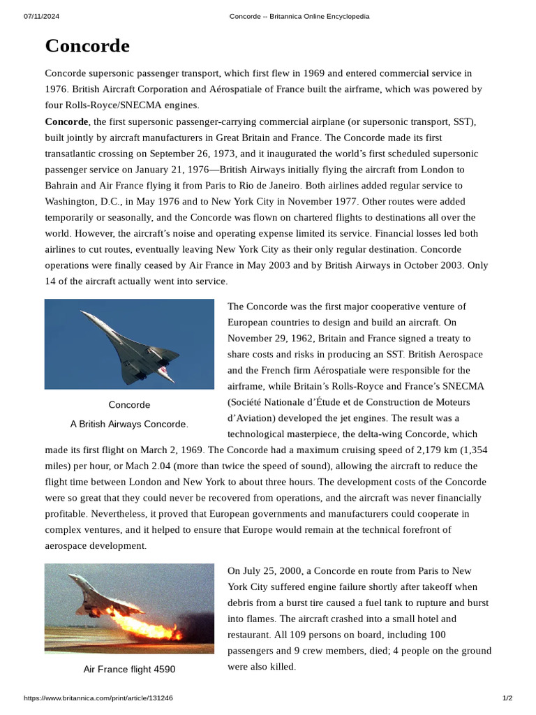 Concorde - Britannica Online Encyclopedia | PDF | Aircraft Configurations | Airliner