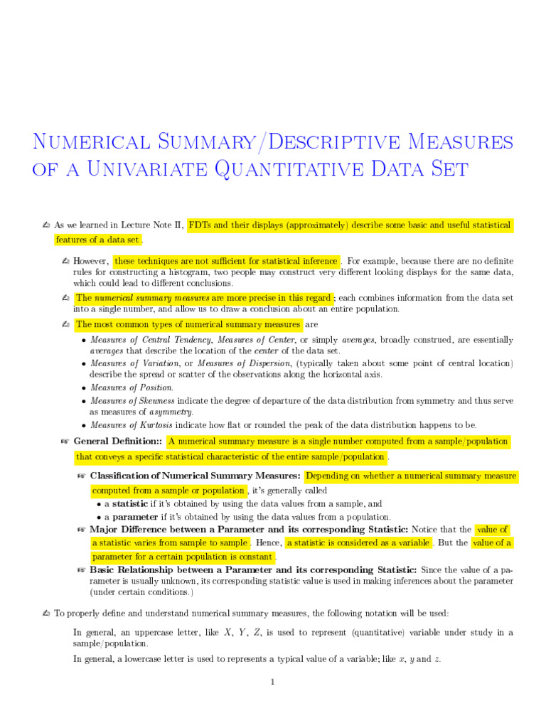Lecture Note III | PDF | Mean | Arithmetic Mean