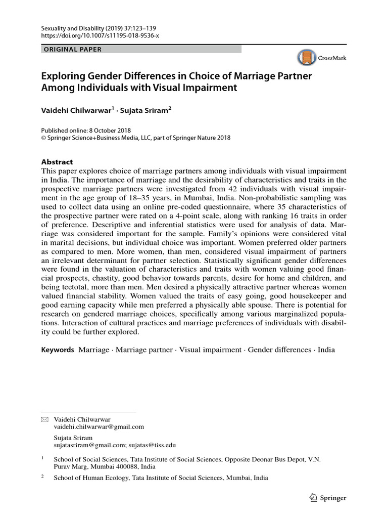 Exploring Gender Differences in Choice o | PDF | Marriage | Disability