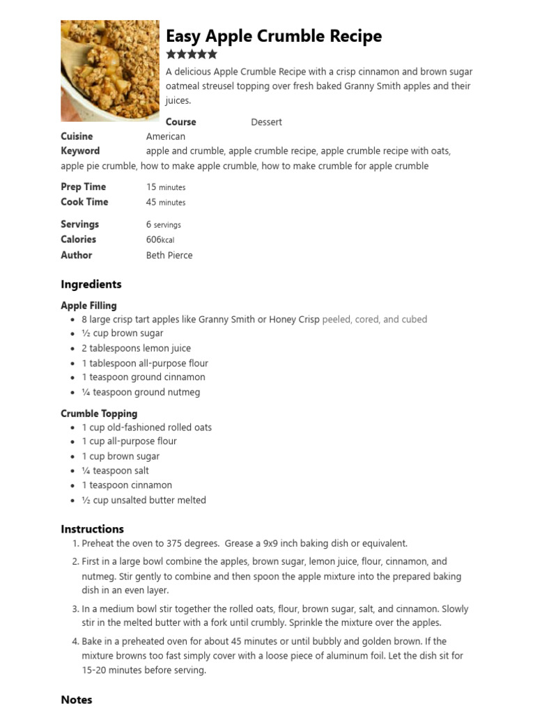 Easy Apple Crumble Recipe - Small Town Woman | PDF