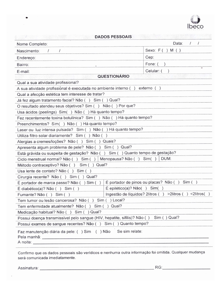 Ficha Dados Pessoais | PDF