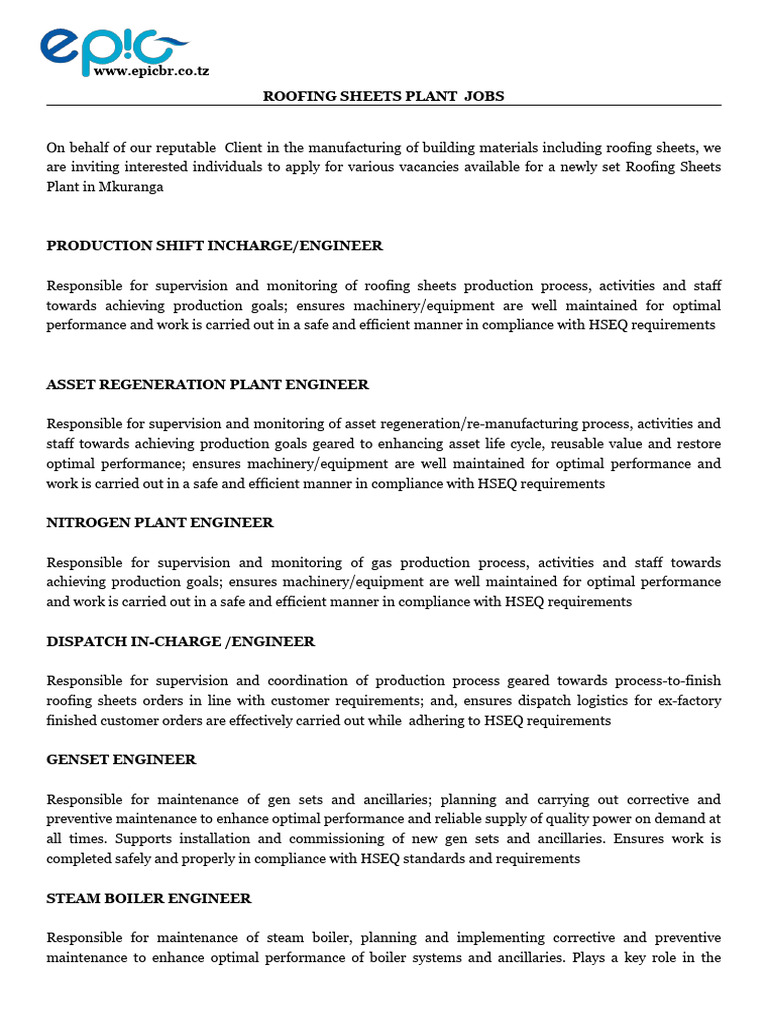 Engineering Jobs ADVERT | PDF | Quality Assurance | Regulatory Compliance