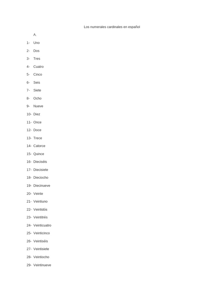 Los Numerales Cardinales en Español | PDF