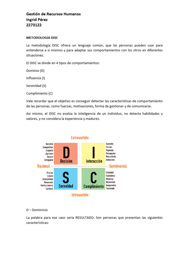 Metodologia Disc y Resultados de Evaluacion | PDF | Gestión de recursos ...