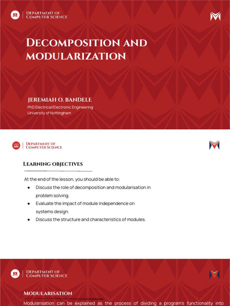 Decomposition and Modularization | PDF | Modularity | Modular Programming
