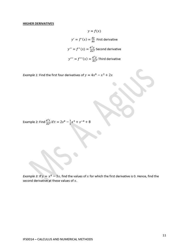 Higher Derivatives and Trigonometric Differentiation | PDF ...