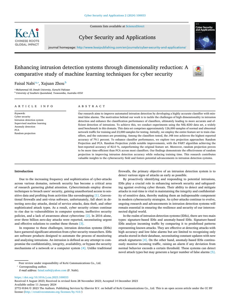 Enhancing Intrusion Detection Systems Through Dimensionality Reduction - A Comparative Study of ...