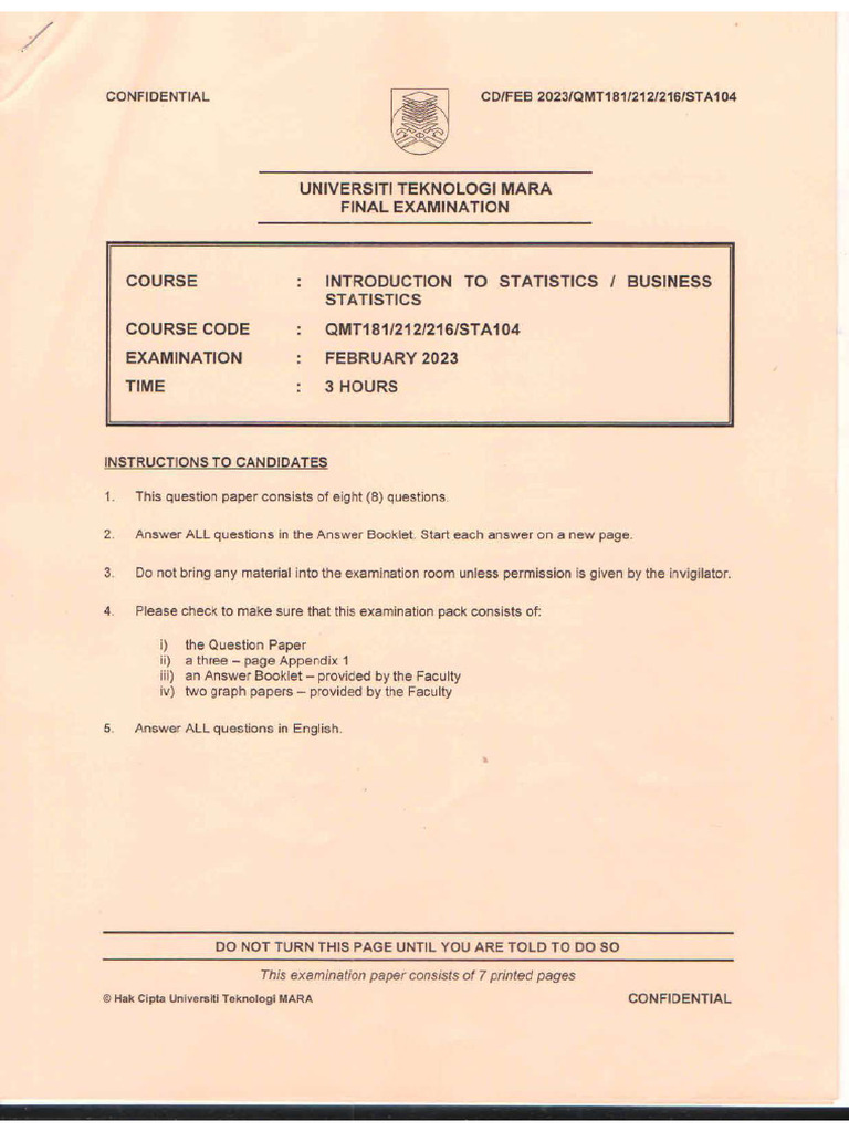 STA104 Feb 2023 | PDF