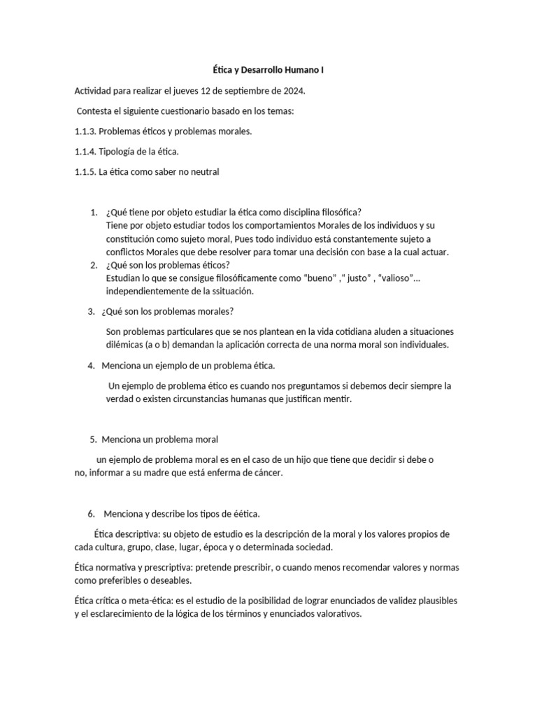 Actividad 8 EyDH I | PDF | Moralidad | Educación en artes liberales