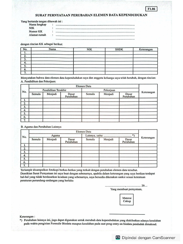F1.06 Perubahan Element Data | PDF