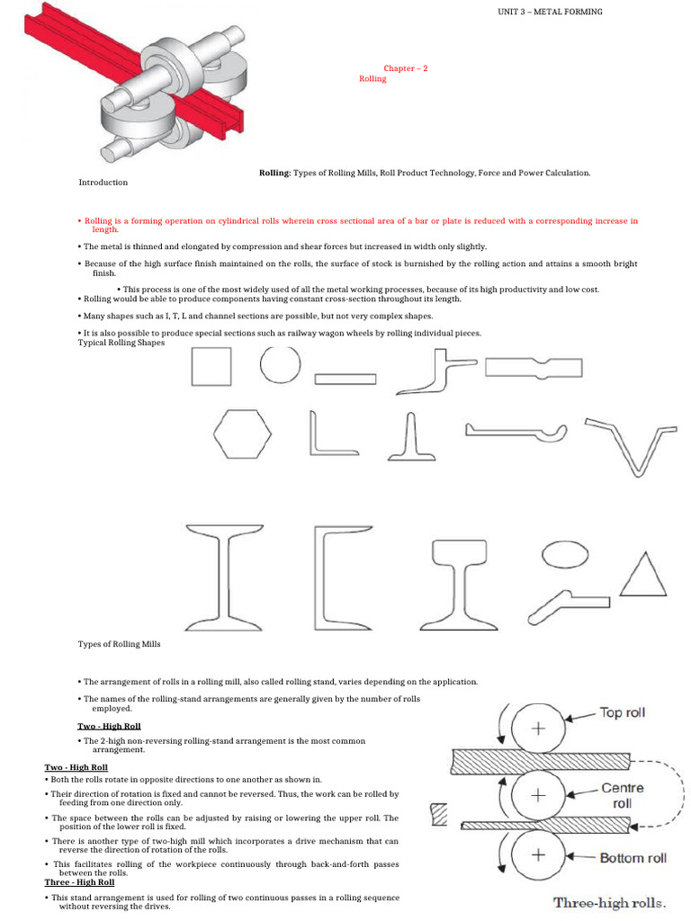 Rolling Mills: Types and Calculations | PDF | Rolling (Metalworking ...