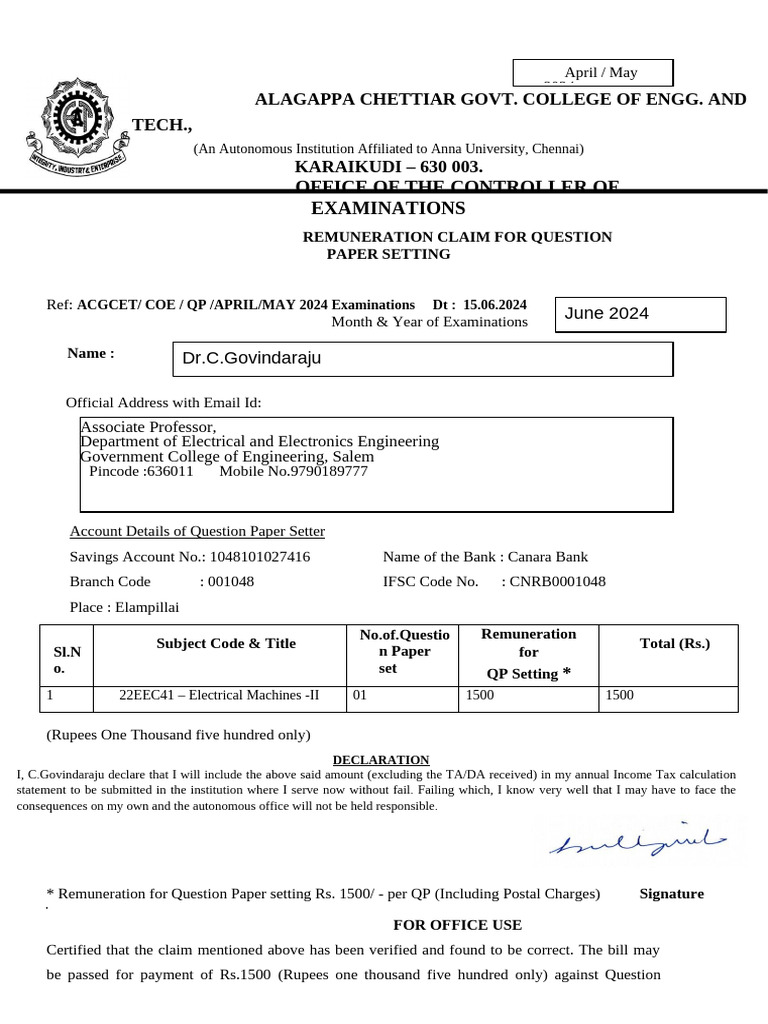Claim Bill Format QP Setting | PDF | Government Finances | Taxes