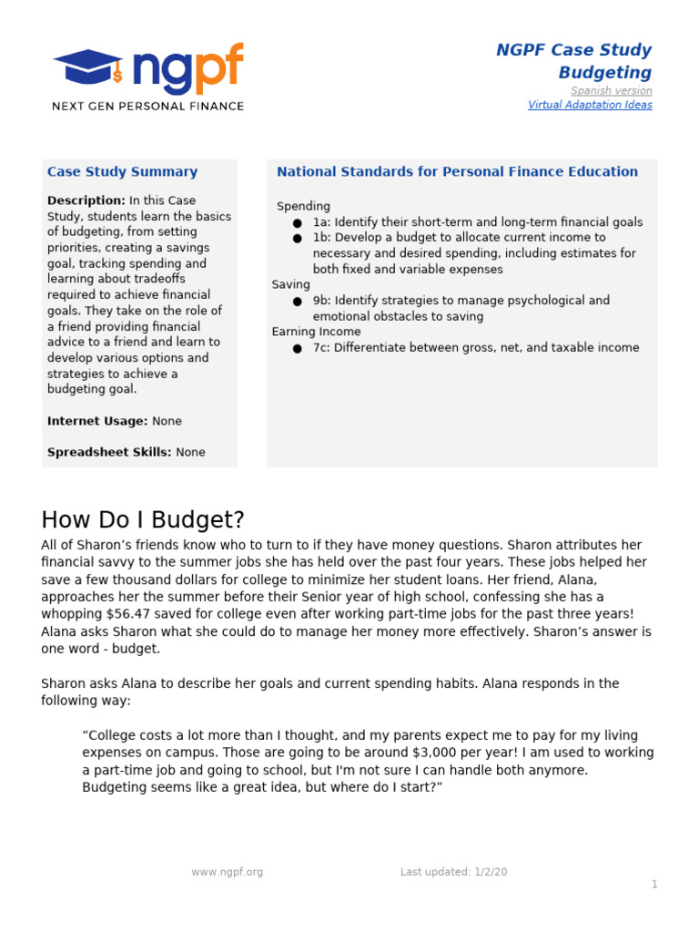 10.2 Budgeting CS How Do I Budget | PDF | Budget | Income