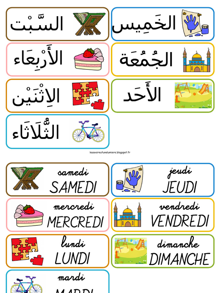Les Jours de La Semaine Arabe-Francais | PDF