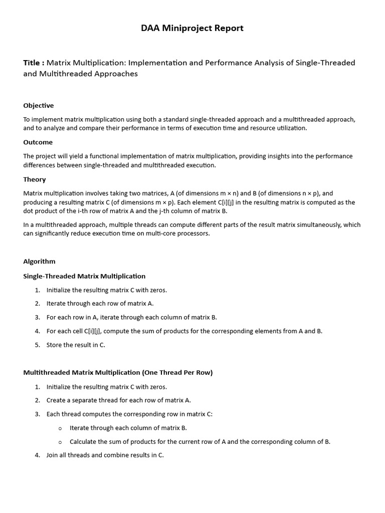 LP3 Miniproject Reports | PDF | Matrix (Mathematics) | Thread (Computing)