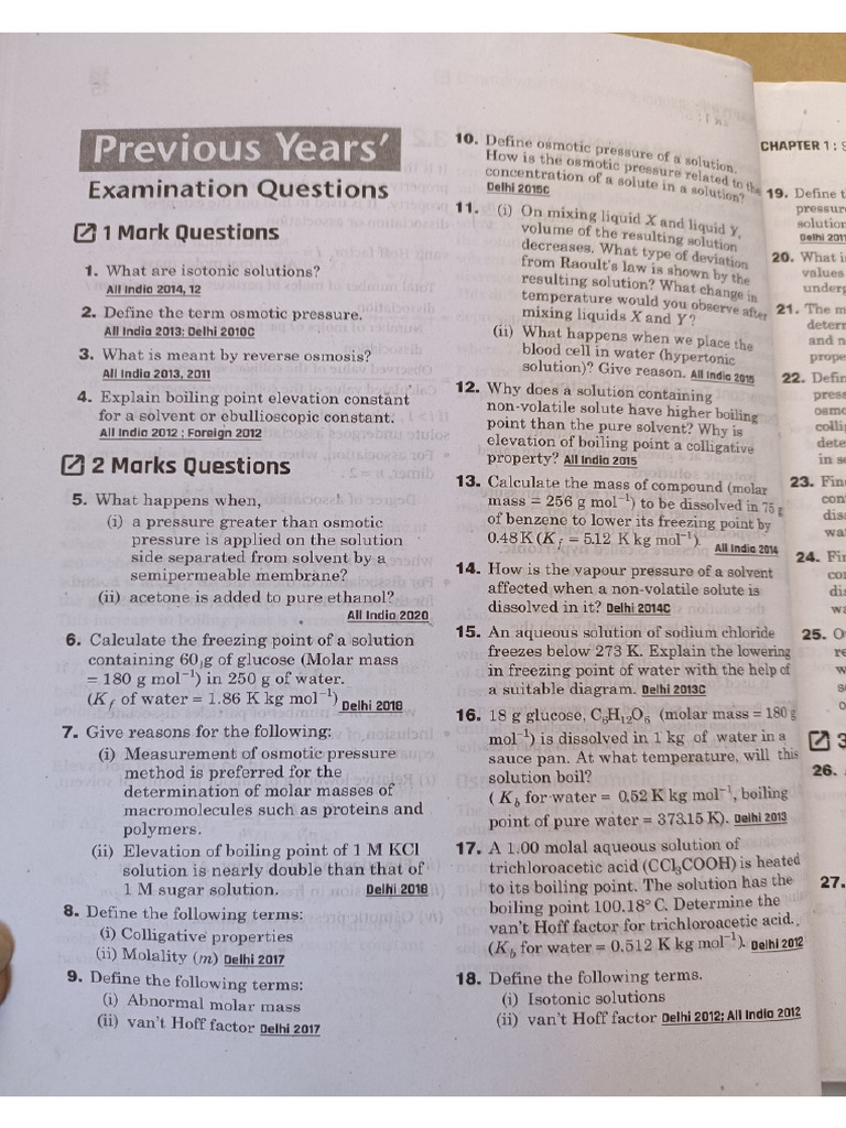 Pyqs of Solution | PDF