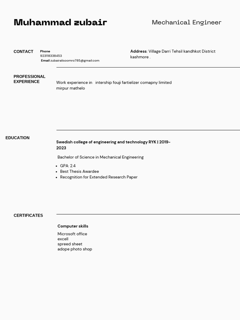 Muhammad Zubair | PDF | Computers | Technology & Engineering