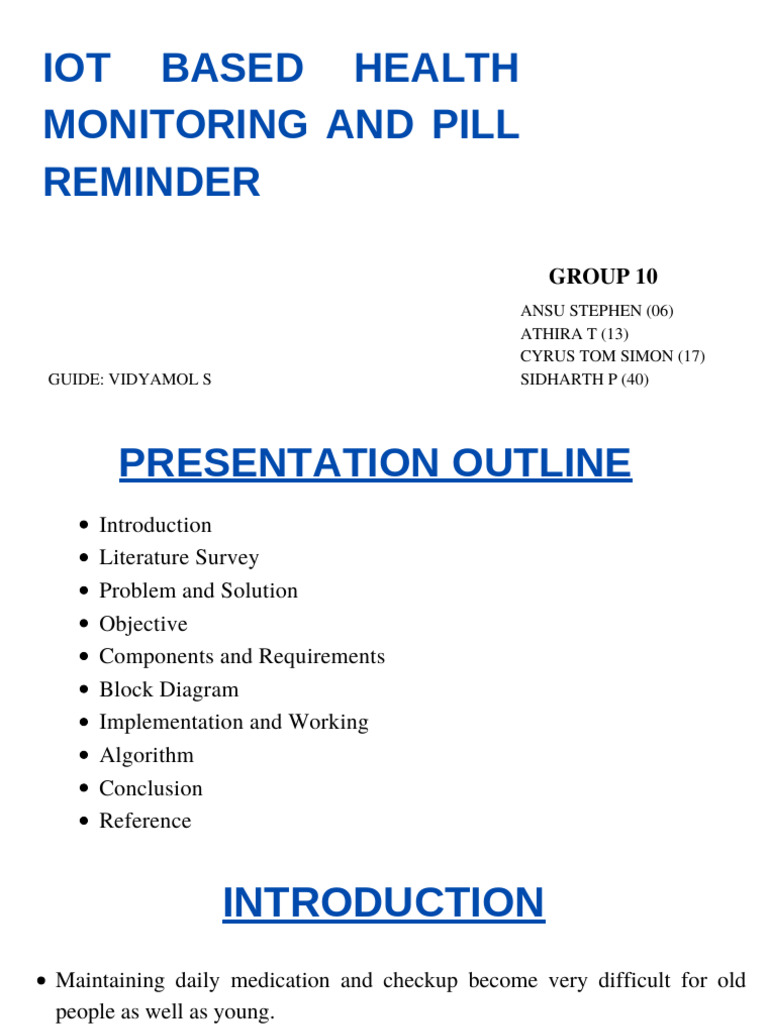 Iot Based Health Monitoring and Pill Reminder | PDF | Internet Of ...