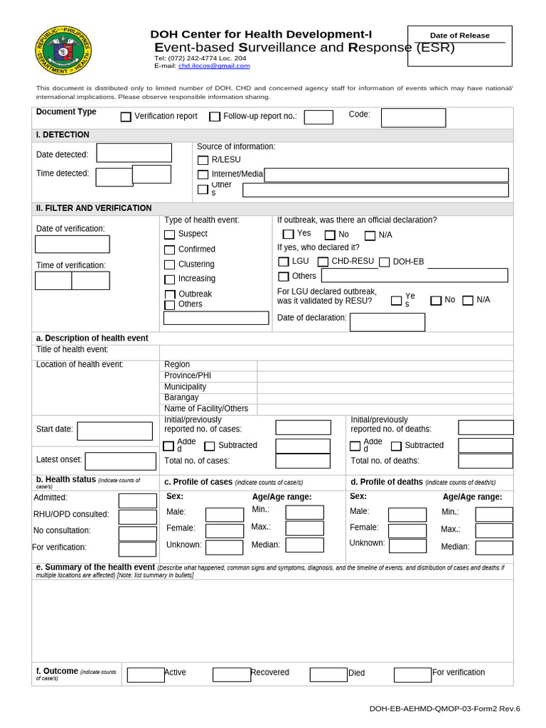 DOH Event-Based Surveillance Form | PDF | Epidemics | Public Health
