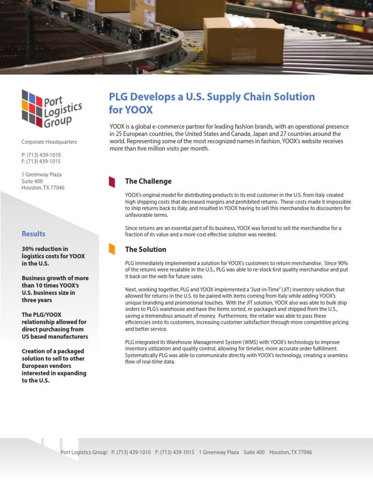 PLG Supply Chain Solution | PDF | Logistics | Warehouse