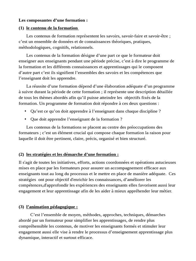 Composantes clés d'une formation efficace | PDF | Pédagogie | Apprentissage