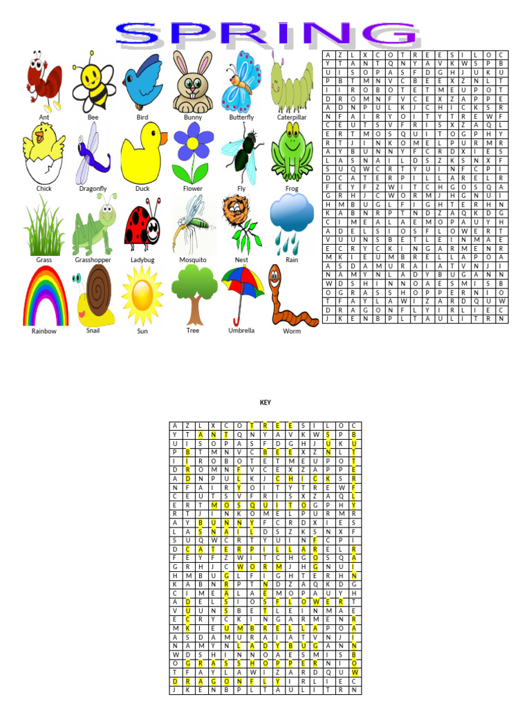 Spring Vocabulary Wordsearch Puzzle Fun Activities Games Picture ...