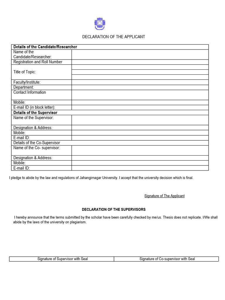 Thesis Declaration | PDF | Career & Growth