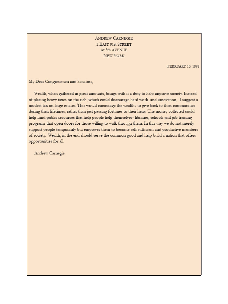 Andrew Carnegies Letter | PDF