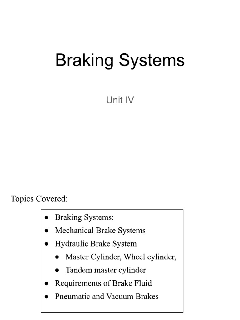 AE - Unit - 4 - Braking Systems - PDF | PDF