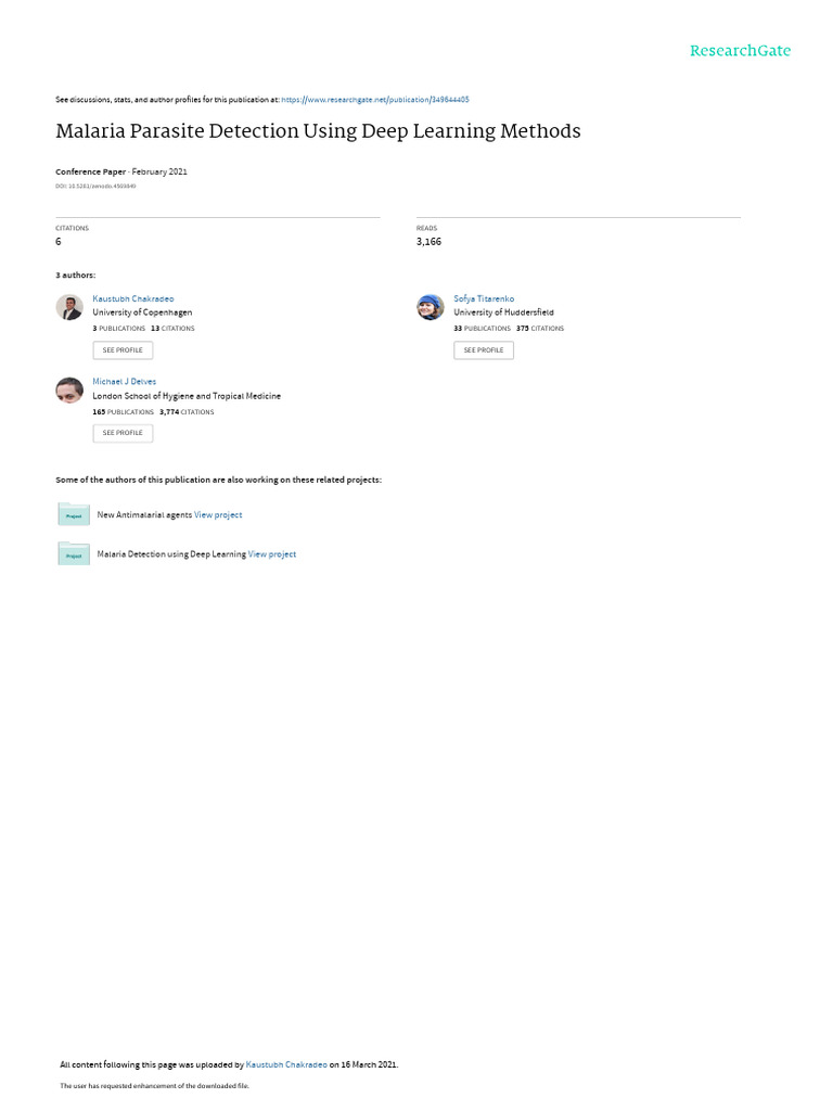 Malaria Parasite Detection Using Deep Learning Methods | PDF | Malaria ...