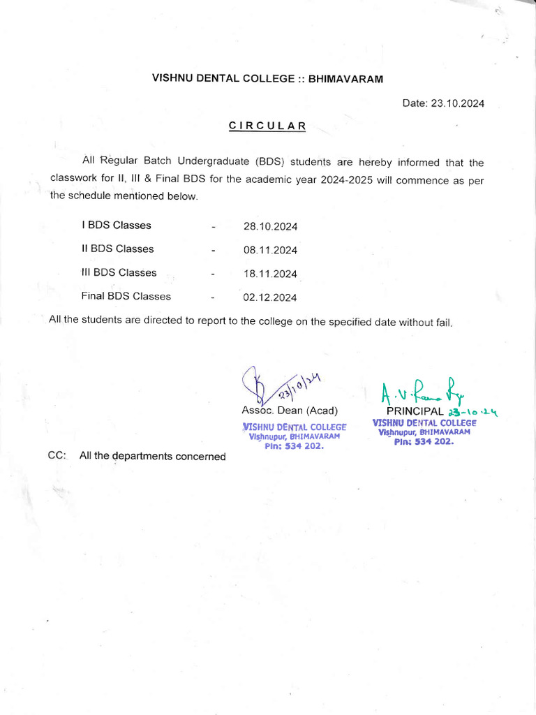 BDS Class Schedule 2024-2025 | PDF