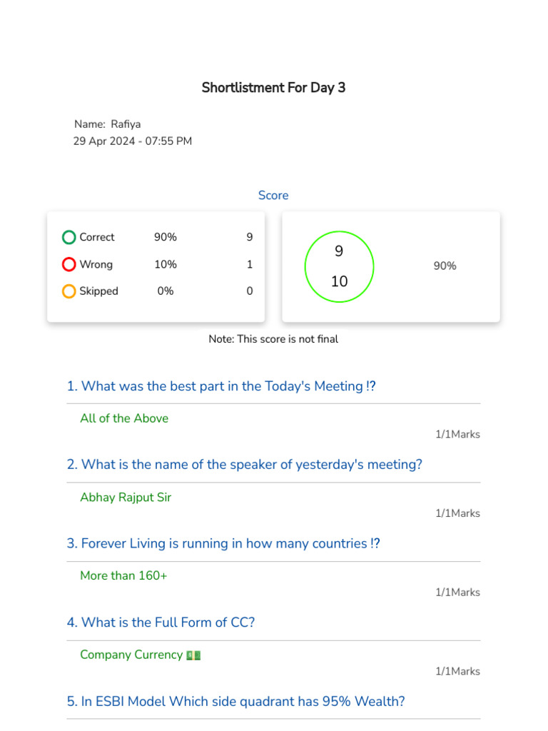 Answer Sheet | PDF