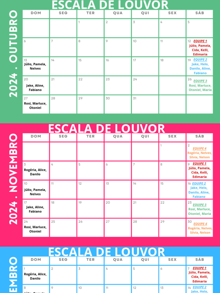 Escala de Louvor 4 Trimestre | PDF