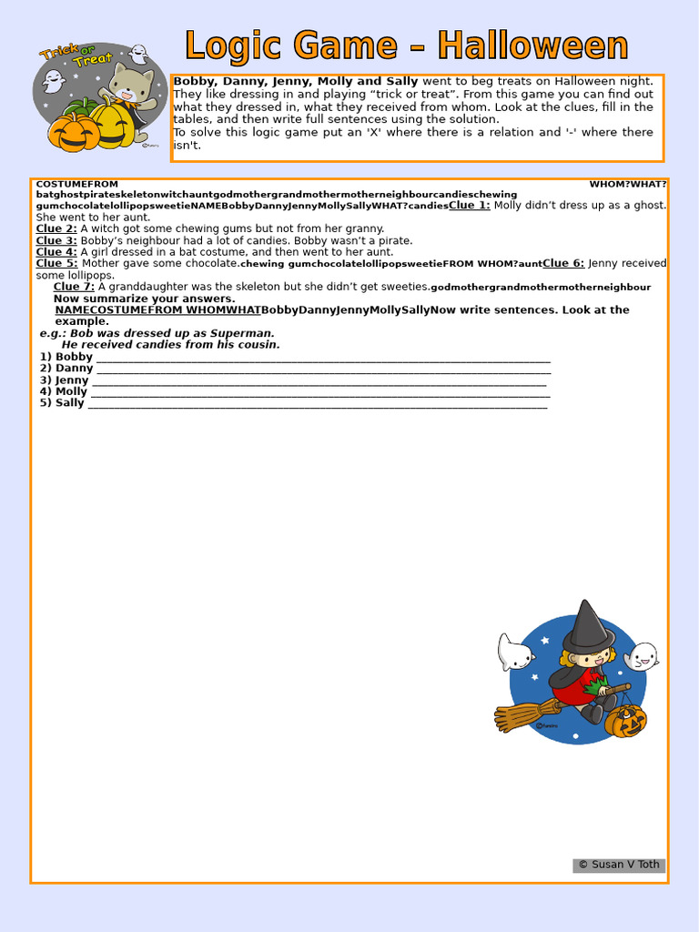 Logic Game 34th Halloween Elementary With Key With Games - 12451 | PDF ...