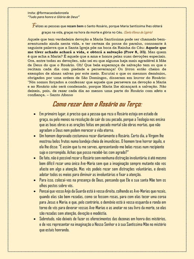 Como Rezar o Rosário com Devoção | PDF | Rosário | Oração