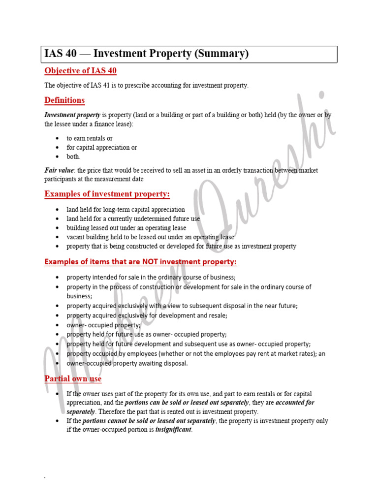 IAS 40 Summary | PDF | Fair Value | Depreciation