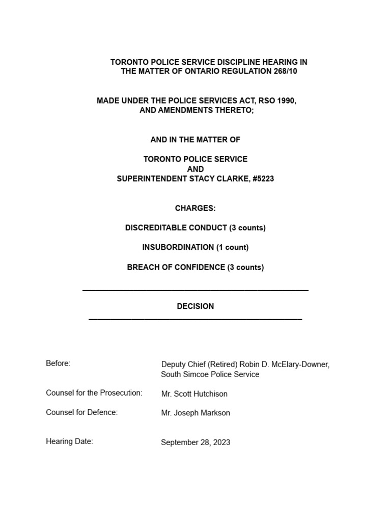 Superintendent Clarke Misconduct Hearing | PDF | Police | Constable