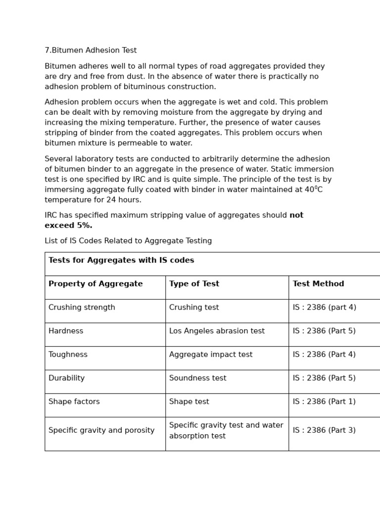 Bitumen Adhesion Test Guide | PDF