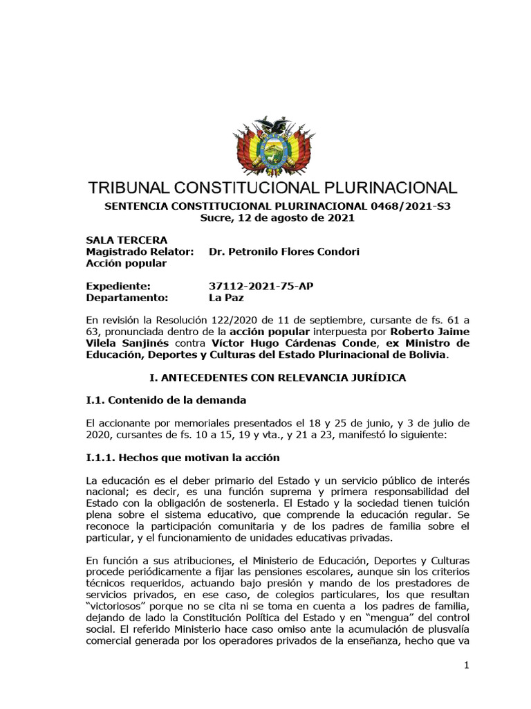 SCP 468 2021 s3 | PDF | Derechos | Derecho Constitucional