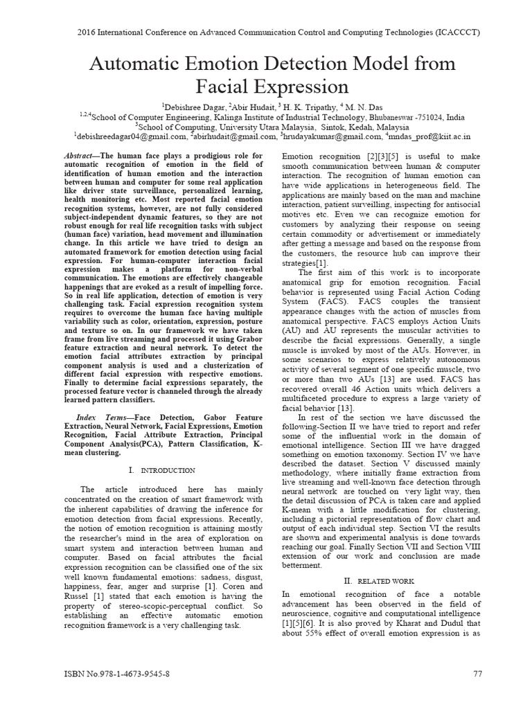 Automatic Emotion Detection Model From Facial Expression | PDF ...