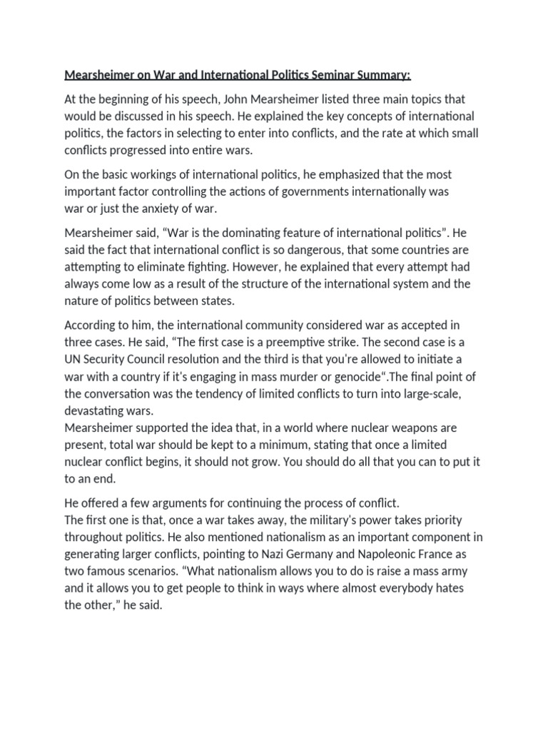 International Politics & War Insights | PDF | Politics | Social Science