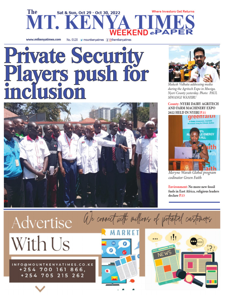 October 29-30, 2022 MT Kenya Times EPAPER | PDF | Adolescence
