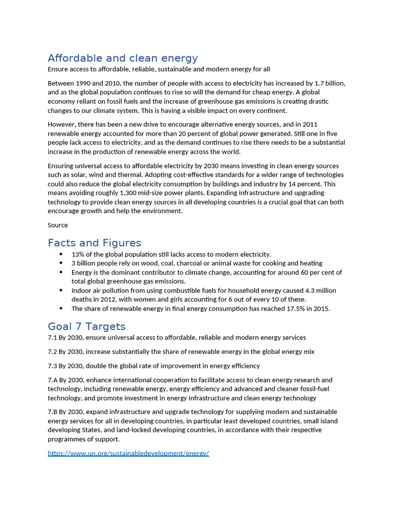 Affordable Clean Energy Access by 2030 | PDF | Sustainable Energy ...