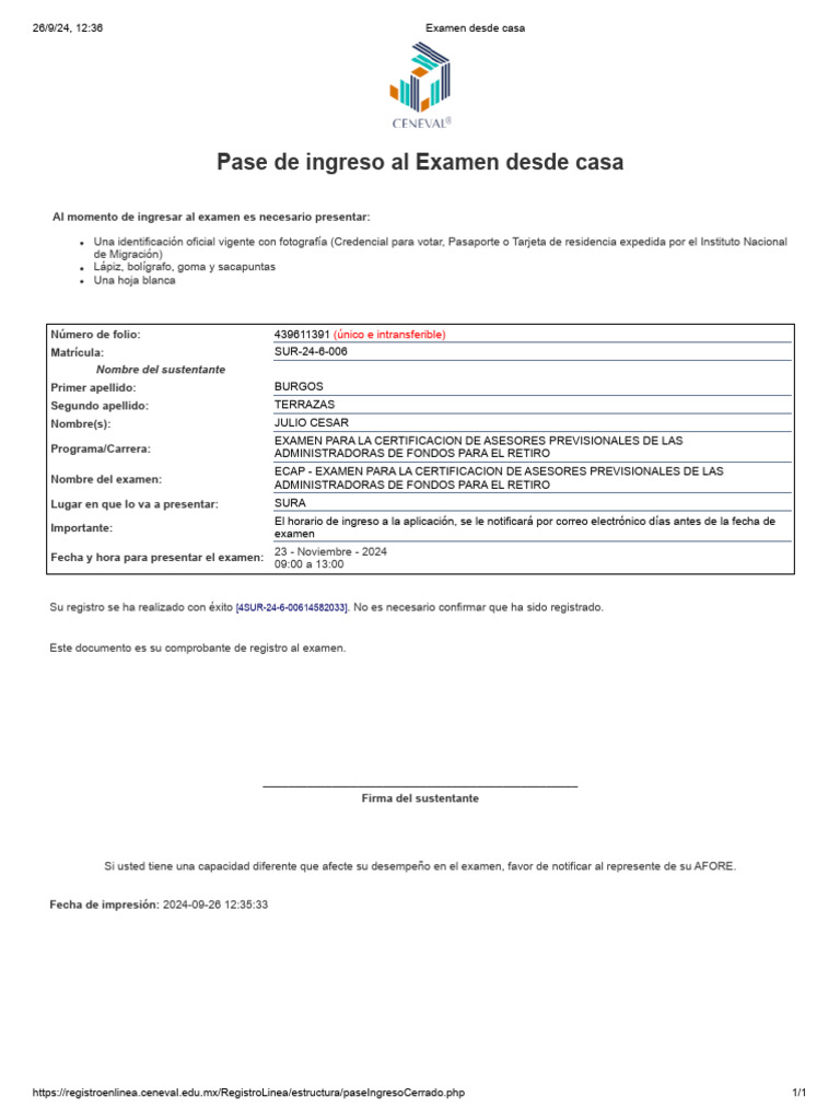 Pase Exam Julio | PDF