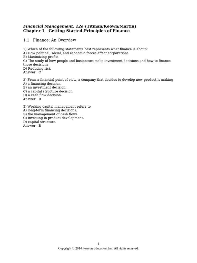 Test Bank For Financial Management Principles and Applications 12 e ...