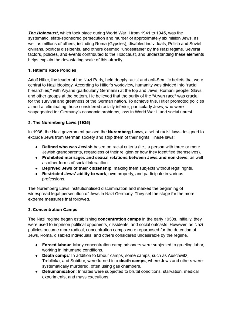 History notes | PDF | Extermination Camp | Nazi Concentration Camps