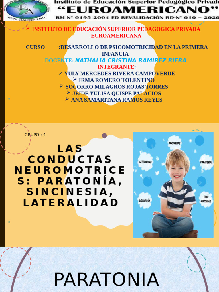 Psicomotricidad en la Infancia: Paratonía y Lateralidad | PDF ...