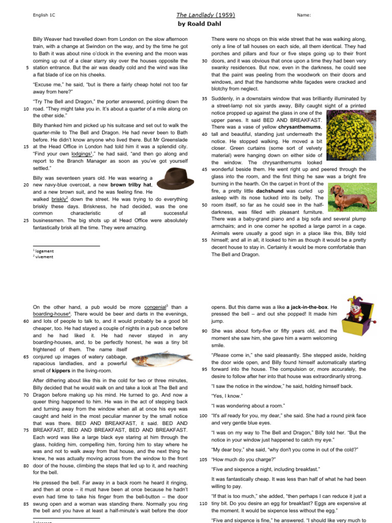 Short - Stories - Text - The Landlady | PDF