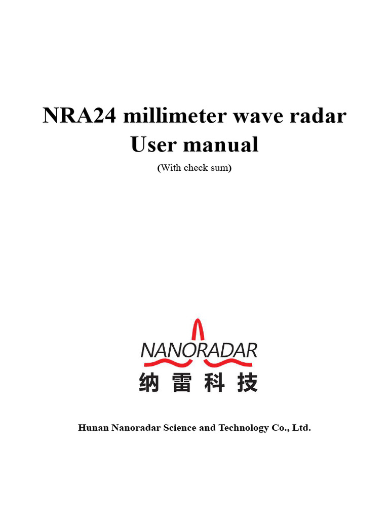 NRA24 Millimeter Wave Radar User Manual | PDF | Radar | Antenna (Radio)